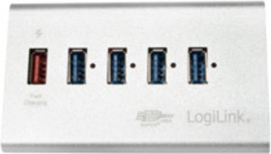 LogiLink USB hub met 4+1 poorten - USB3.0 - externe 5V voeding / zilver ...