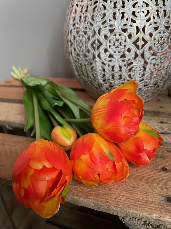 Tulpen real touch Tulp - Boeket - Kunstbloemen - kunst bloem - 44 cm | bol
