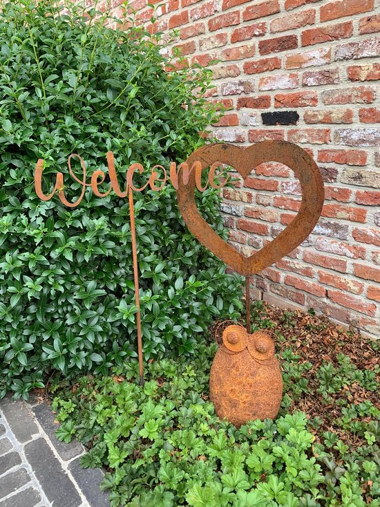 J-Line decoratie Tuin Welcome - ijzer - roest - 6 stuks | bol