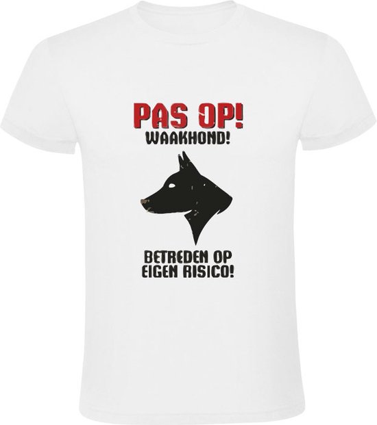 Pas op! Waakhond! Heren T-shirt | hond | dog | huisdier | waarschuwing ...