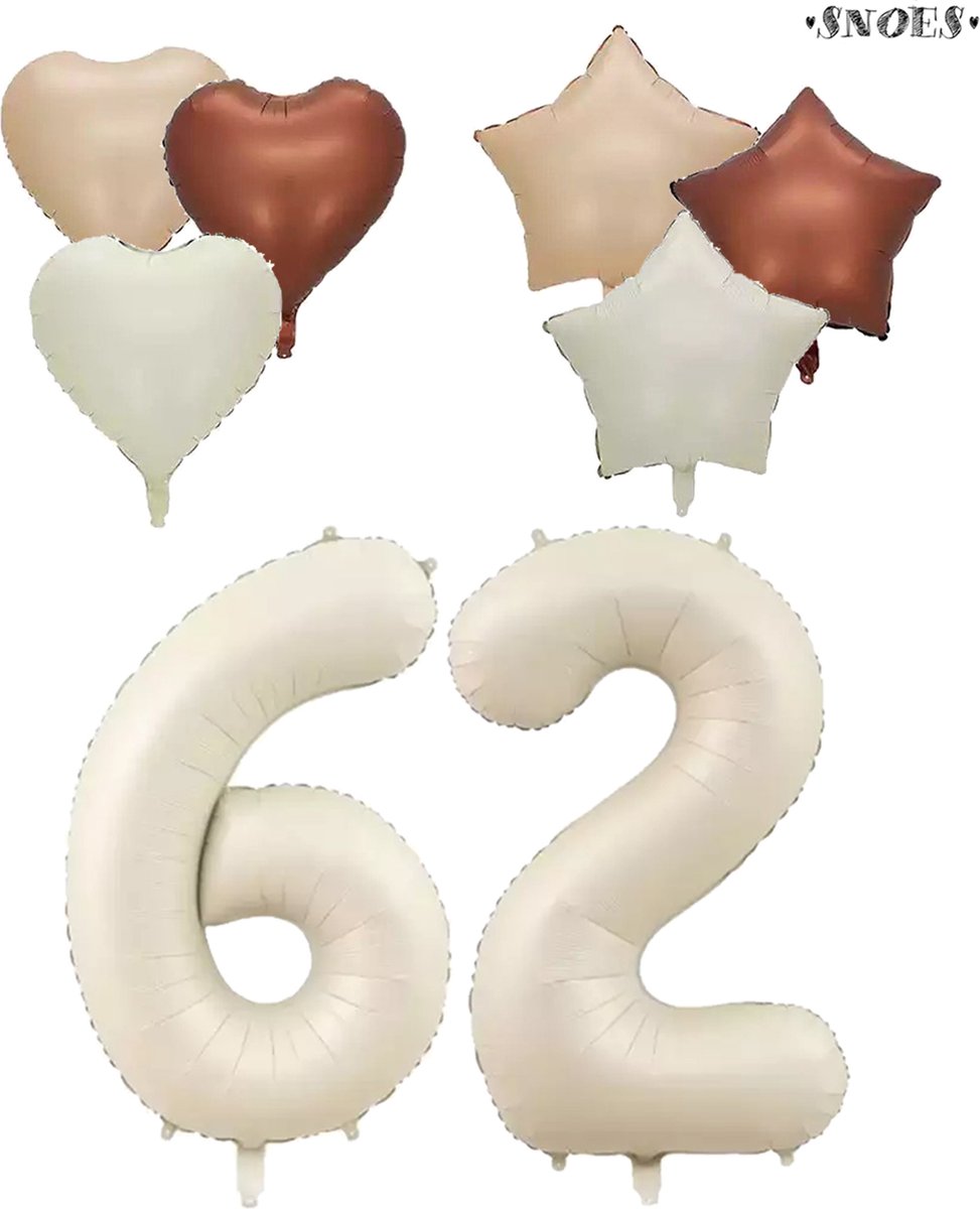 62 Jaar Cijfer Ballon - Snoes - Satijn Creme Nude Ballonnnen ...
