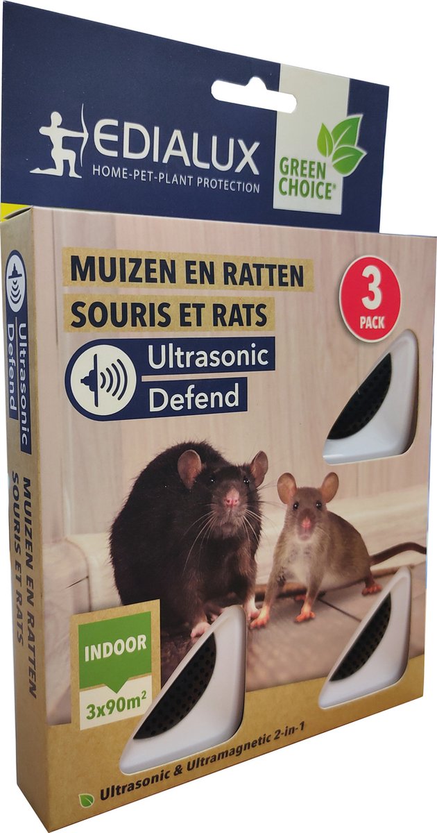 Edialux Muizen en ratten verjager 3 pack | voor 3 ruimtes | bol.com