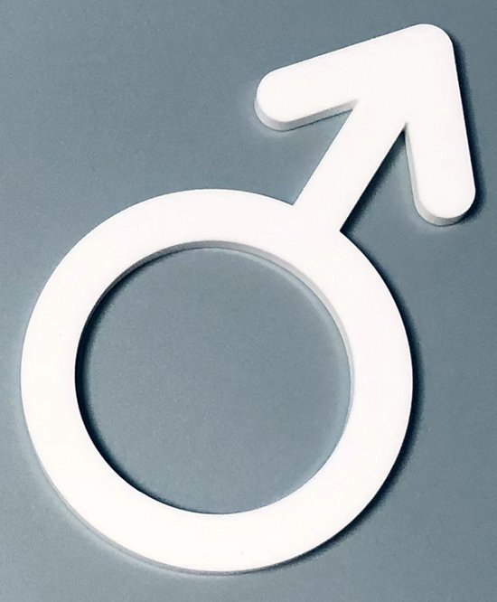 Heren Toilet deurbordje man symbool - 15 cm - wit acrylaat. | bol