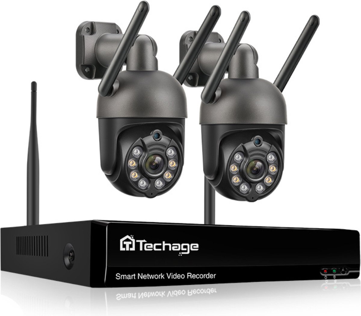 Techage CCTV 2 camera's met 1T geheugen - Beveiligingscamera set met 2 ...