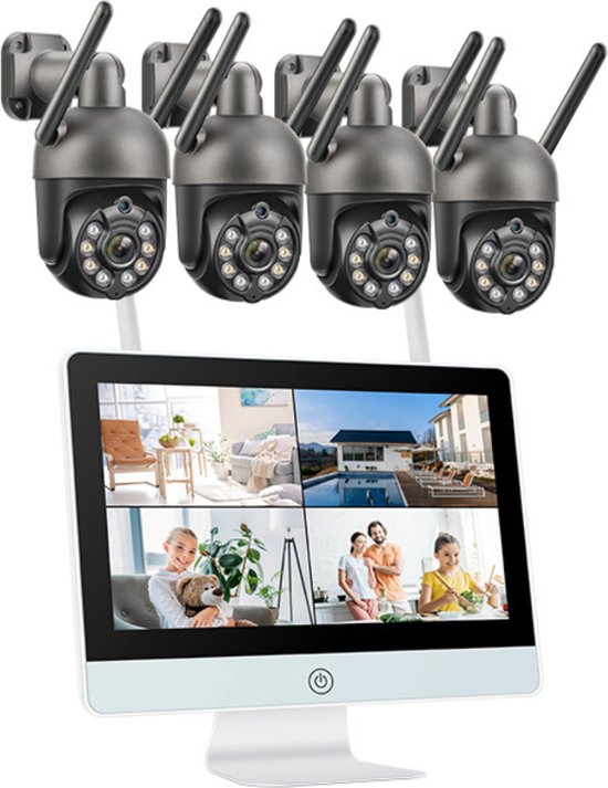 CCTV Techage 4 cameras met monitor - Beveiligingscamera set met 4 ...
