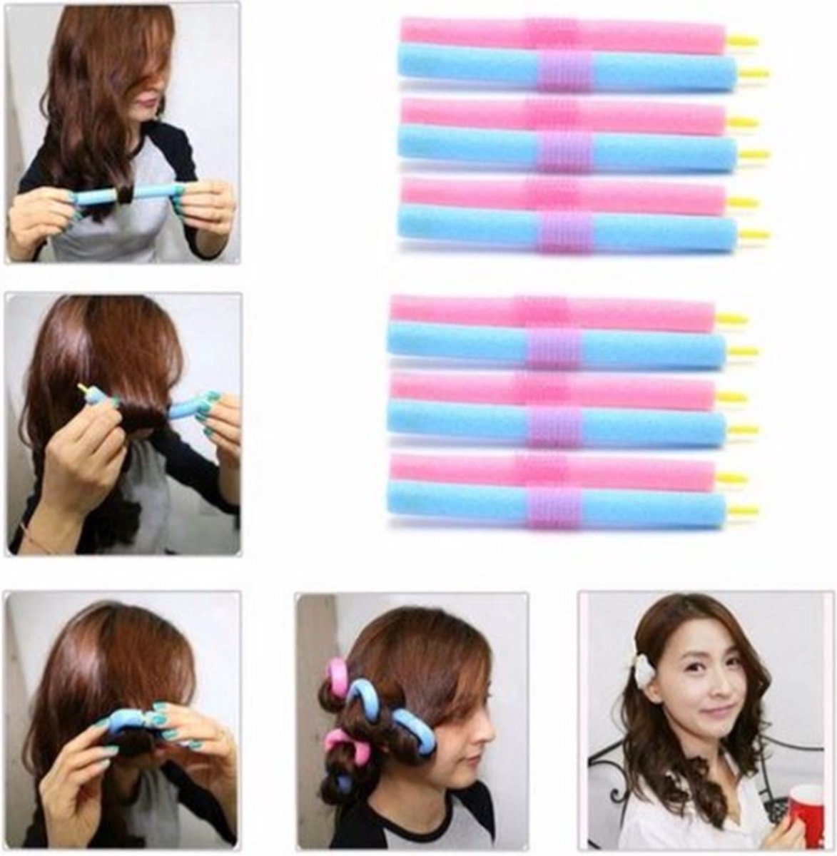 Soft Foam Papillot EPE Softsticks 12 delige set Haarkrullerset - Foam ...