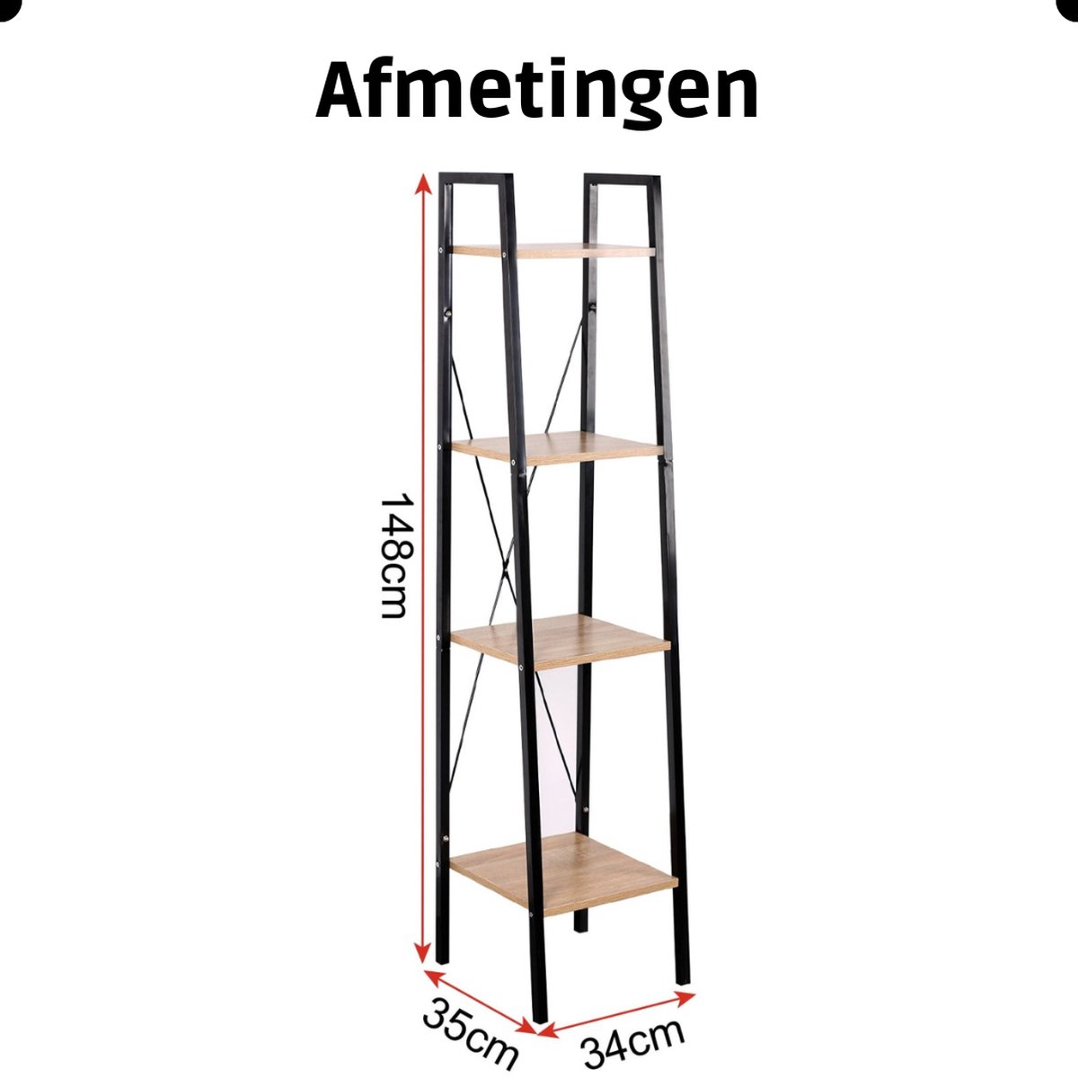 Boekenrek - Open Boekenkast - Ladderkast - Etagere Kast - Opbergrek ...