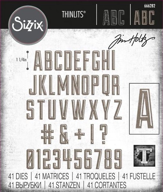 Sizzix Thinlits Die Set - 41PK Alphanumeric Emporium 666282 Tim Holtz (01-23) | bol.com