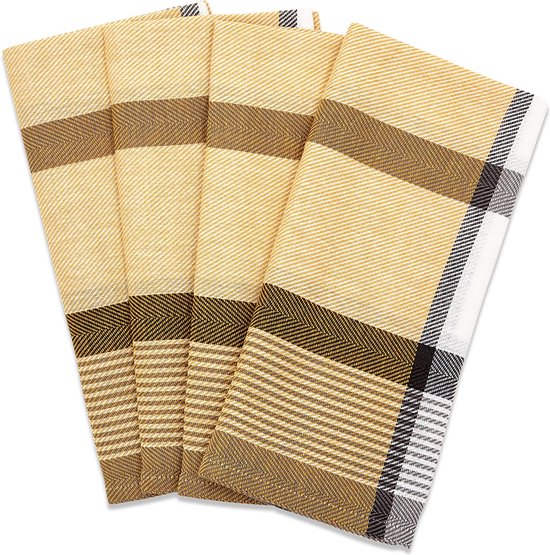 søstre & Set de 4 torchons de cuisine au design Dobby de haute qualité ...