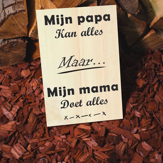Spreukbord - Papa Kan Alles Mama Doet Alles - Hout - Vintage - Grappig ...