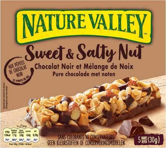 Nature Valley Sweet & Salty Nut Pure Chocolade - 5 x 150 gr ...