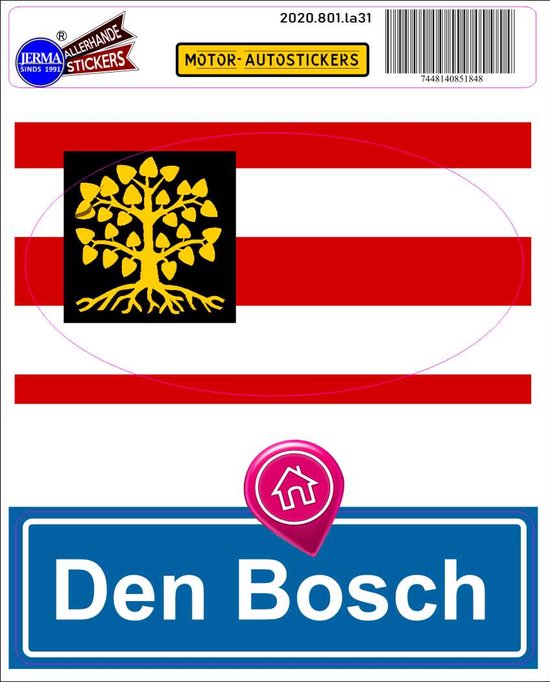 Den Bosch stadsvlag auto stickers set 2 stuks. | bol