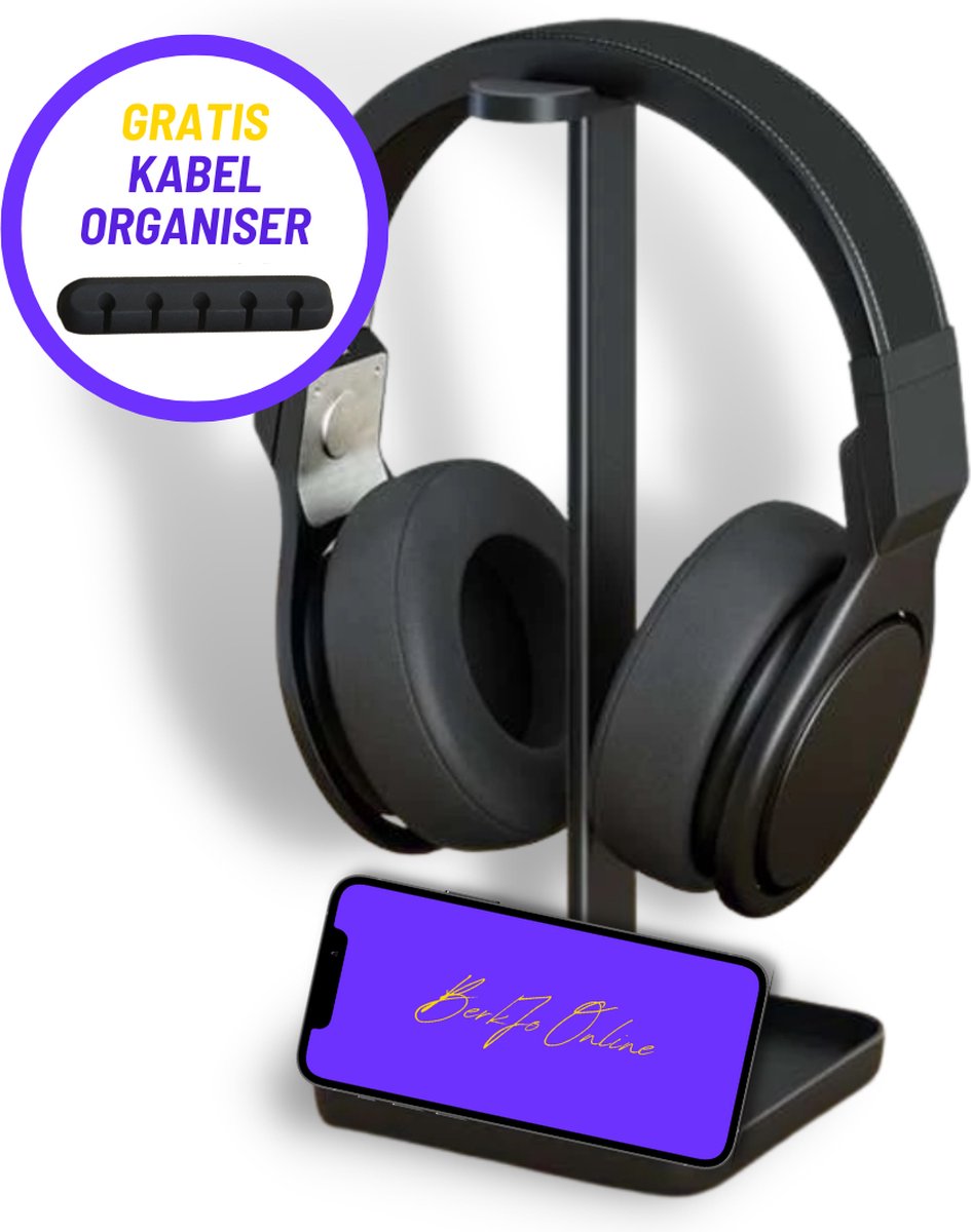 BerkJo Online© Headset Stand - Gratis Kabel Organiser - Koptelefoon ...