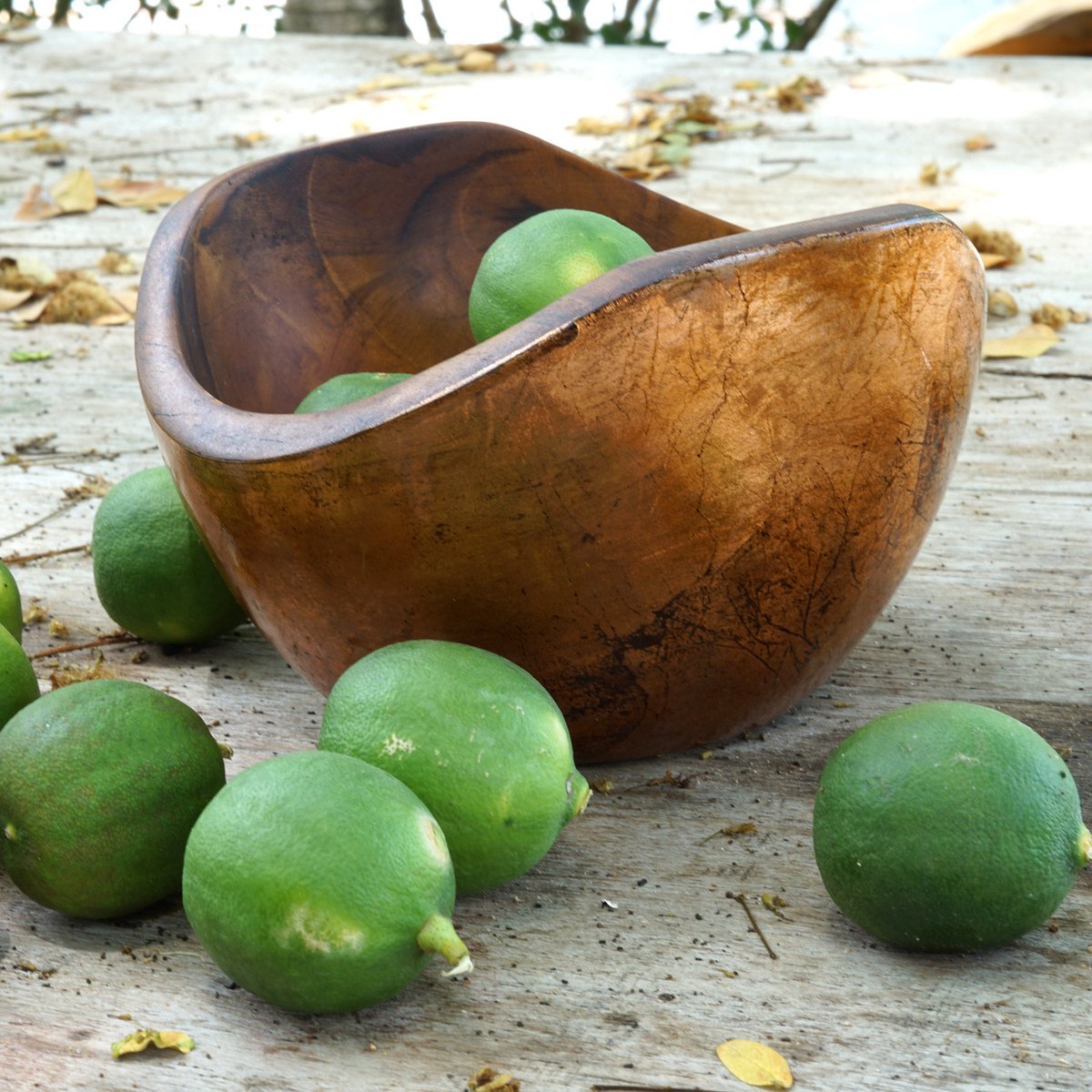 Teak Houten Fruit - Sla Schaal - Kom ‘ADAGIO’ koperblad Ø 15CM | bol.com