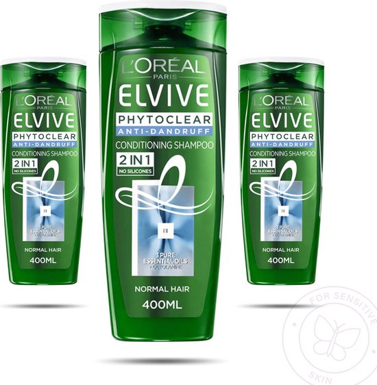 L'Oréal Paris Elvive Phytoclear Anti-Roos Shampoo Regulerend Bundel - 3 ...