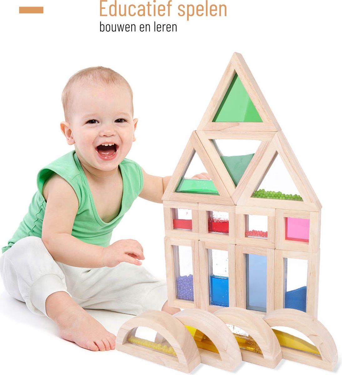 Sensorisch speelgoed - Montessori - 16 Sensorische blokken gevuld met ...