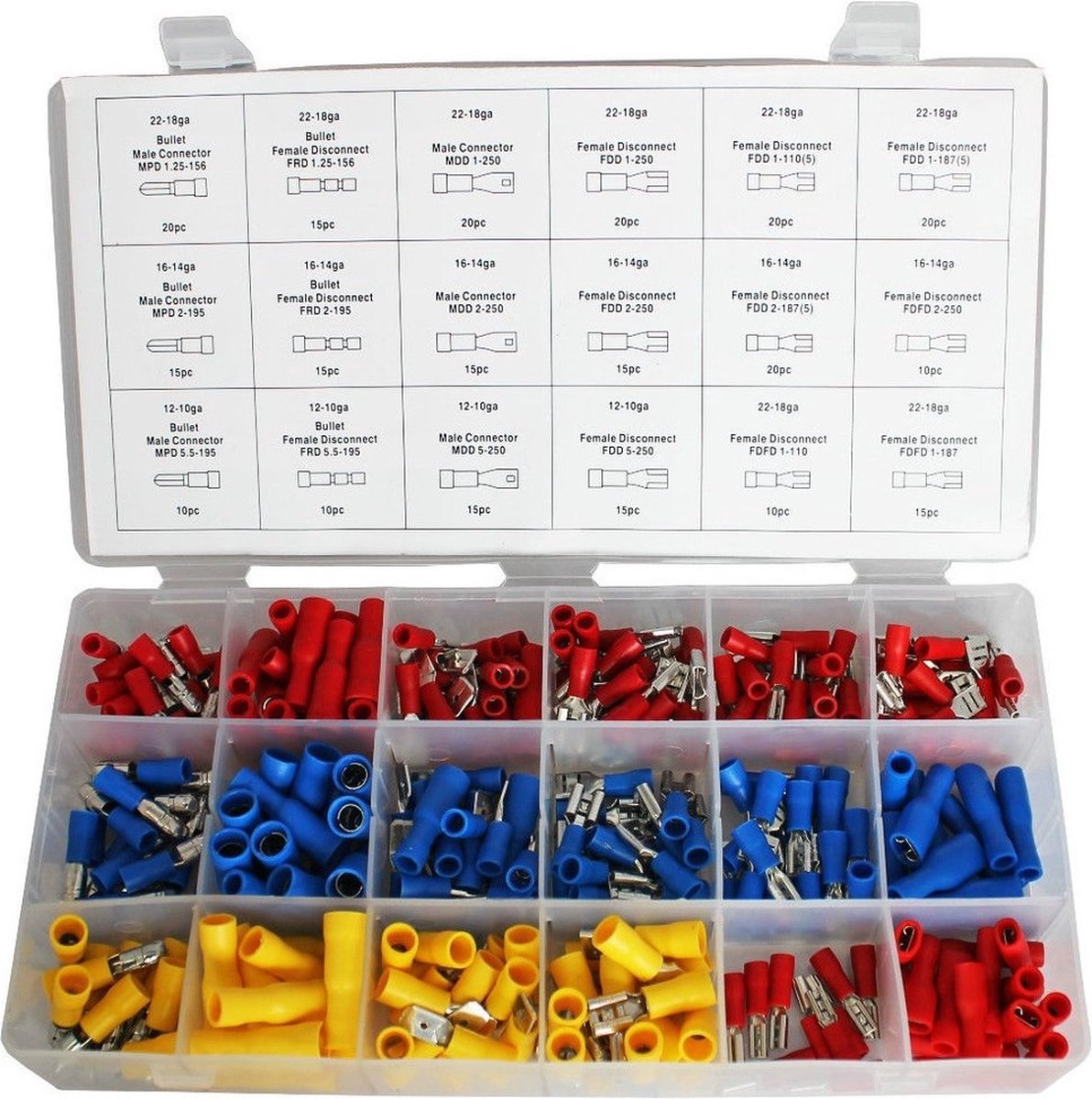 LB Tools professioneel kabelschoentjes assortiment 280 delig rood geel ...