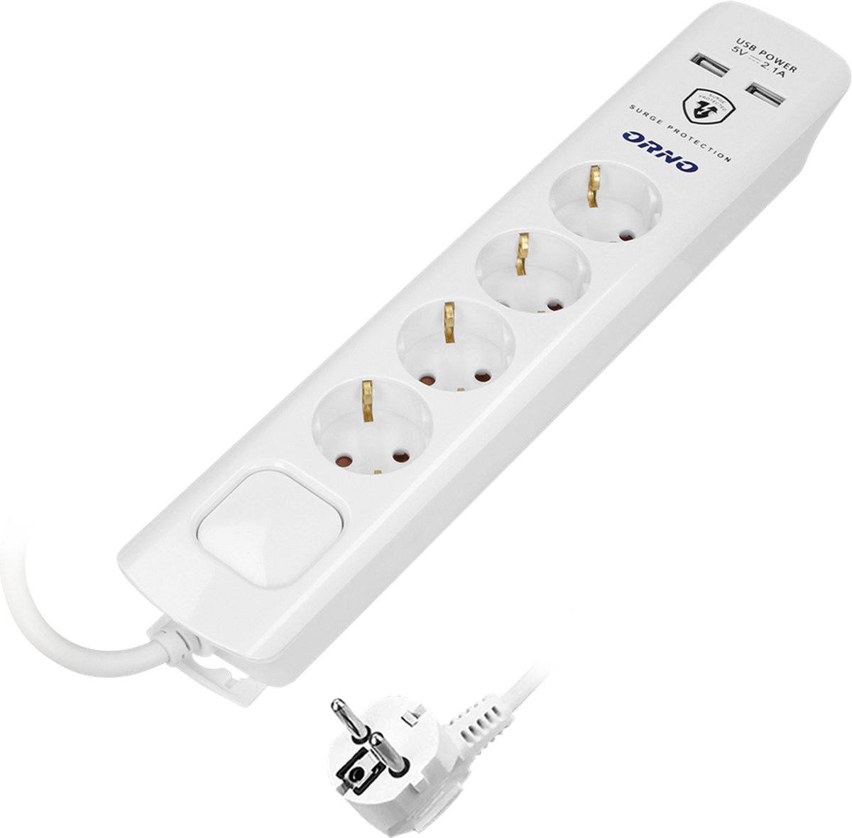 Design stekkerdoos met USB - Verdeelstekker horizontaal met 3 meter ...