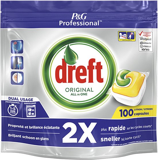 Dreft - Original - All in One - Vaatwastabletten - Citroen - 100 stuks ...