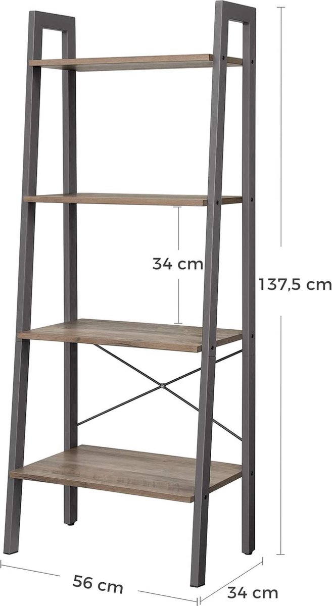MIRA Home - Ladderkast - Wandrek - Industrieel/Vintage - Hout/Metaal ...