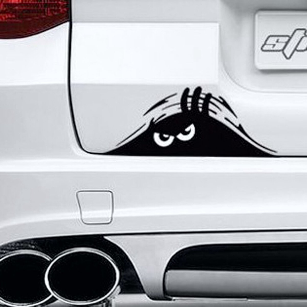 Autosticker - Boos Poppetje Cartoon - Grappige Auto Sticker Zwart ...