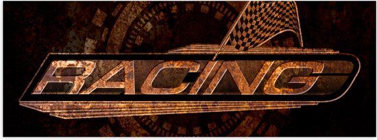 Poster (Mat) - Logo met ''Racing'' en Race Vlag - 60x20 cm Foto op ...