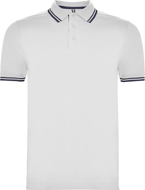 Heren polo 'Montreal' merk Roly maat S Wit/Donkerblauw | bol.com