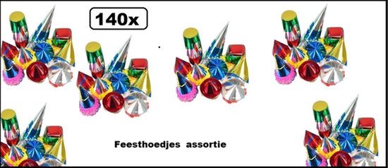 140x Feesthoedjes en mutsjes assortie - Feestmuts feest themafeest ...