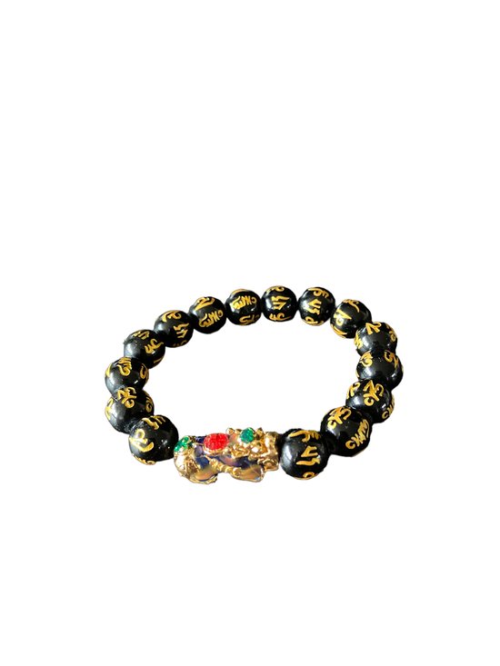 Feng Shui Pixiu Pi Yao en Multi colored Obsidian Stone Bracelet ...