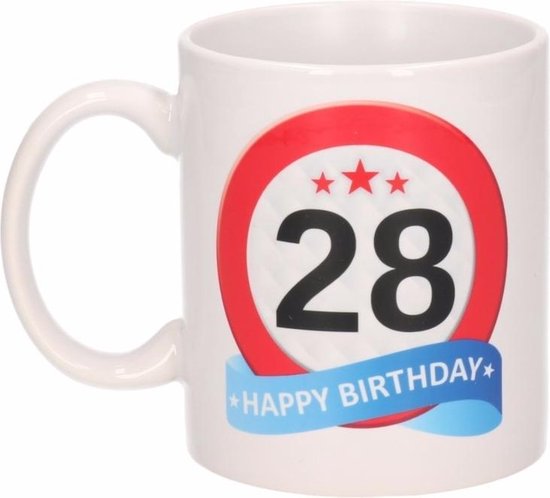 Verjaardag 28 jaar verkeersbord mok / beker | bol.com