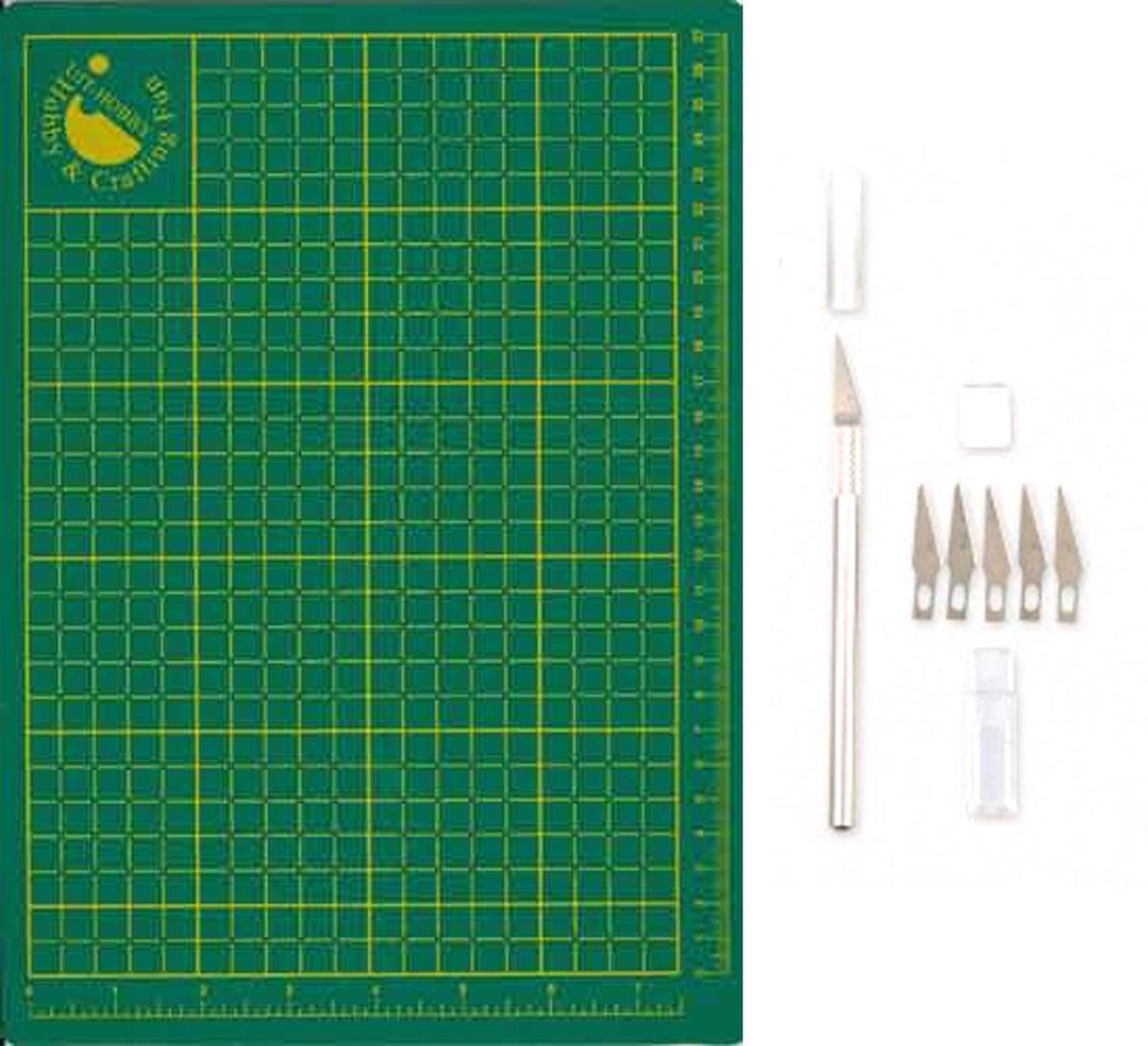 A4 Snijmat - 220 x 300 x 2 mm + Snijmesje en Inclusief 5 Reserve Mesjes | bol.com