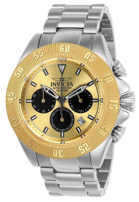 INVICTA Speedway Men 48mm Stainless Steel Gold + Stainless Steel Black ...