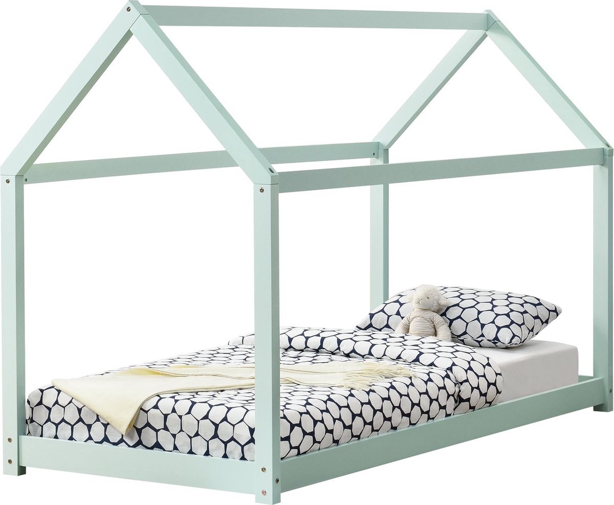 Kinderbed Netstal houten bed huisbed 90x200 cm mint groen | bol.com