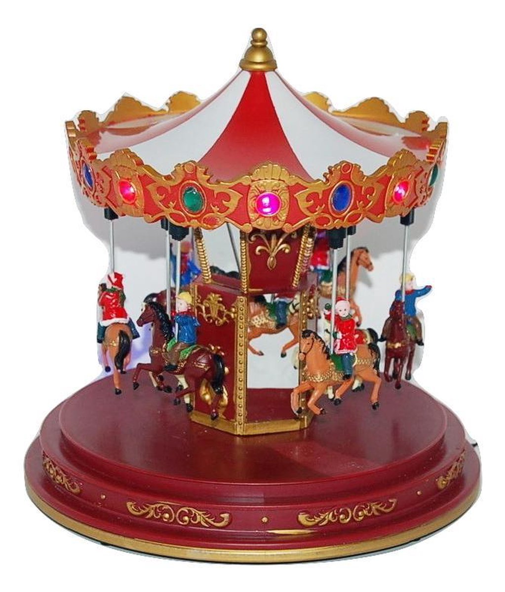 Draaimolen - Carrousel - Kersthuis - Kerstdorp - met led en beweging ...