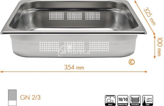 Gastronormbak Profi Line 2/3 geperforeerd 100mm | bol.com
