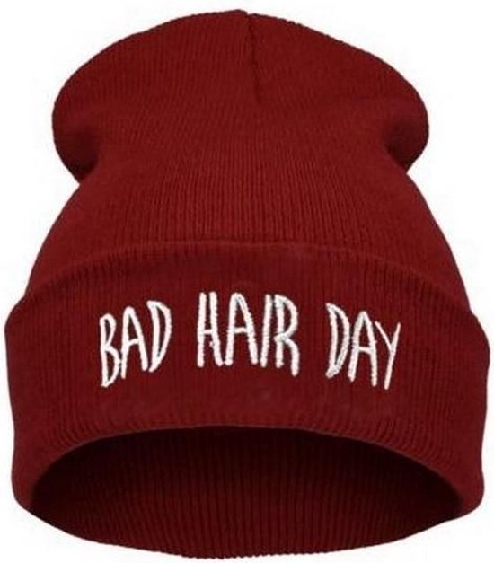 Muts "Bad hair day" rood - Beanie "Bad hair day" red | bol