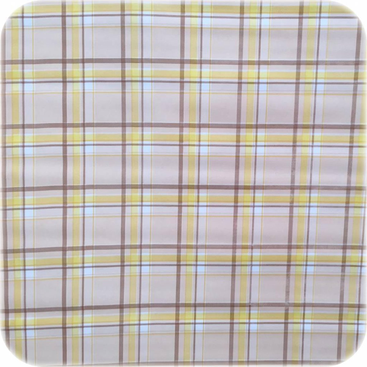 Tafelzeil op rol Schotse ruit beige met gele streepjes 11m bij 1,20m ...