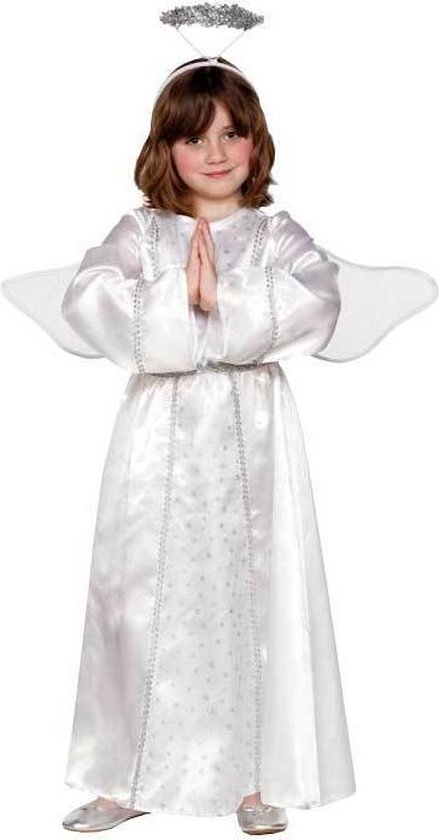Witbaard Kostuum Engel Meisjes Pe Wit/zilver Mt 6-8 Jaar 3-delig | bol.com