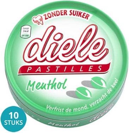 10x Diele Pastilles Menthol Suikervrij 50 gram | bol.com