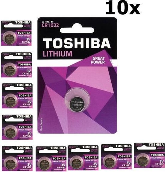 10 Stuks Toshiba CR1632 125mAh 3V Lithium Knoopcel Batterij | bol.com