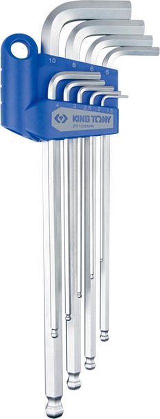 EXTRA LANGE ZESKANTIGE SLEUTELSET METRISCH MET BALPUNT- 9 DLG 1,5 ~ 10 ...