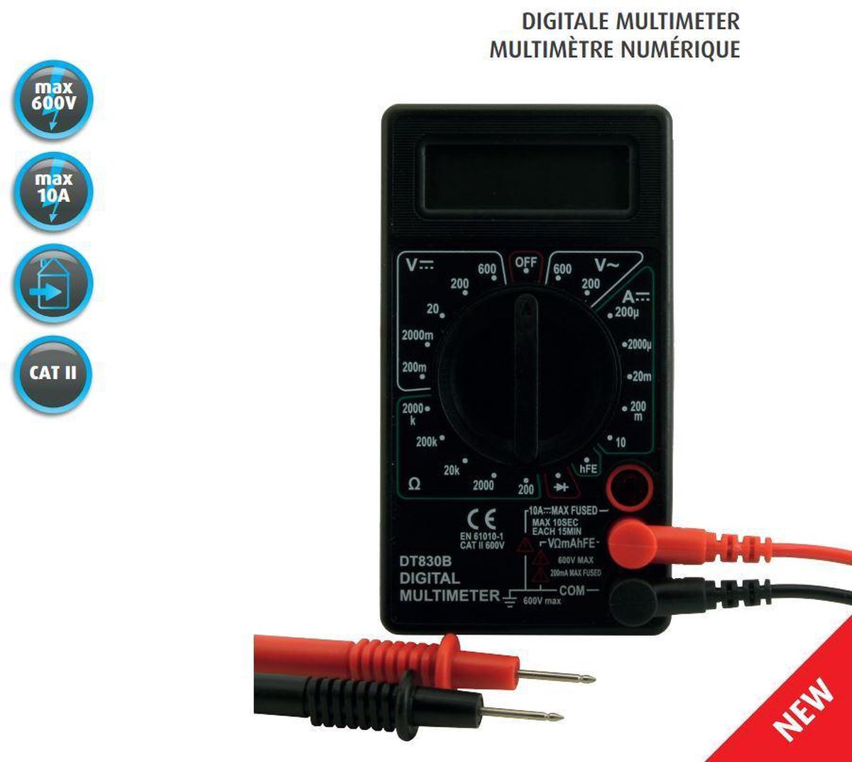 PROFILE digitale multimeter - max 10A - max 600V - CAT II | bol.com