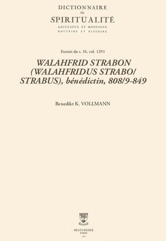 WALAHFRID STRABON (WALAHFRIDUS STRABO/STRABUS), bénédictin, 808/9-849 ...