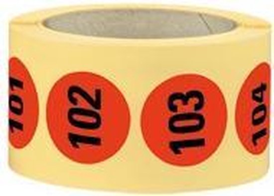 Genummerde stickers op rol - zelfklevend papier - 25 mm - 500 stuks ...
