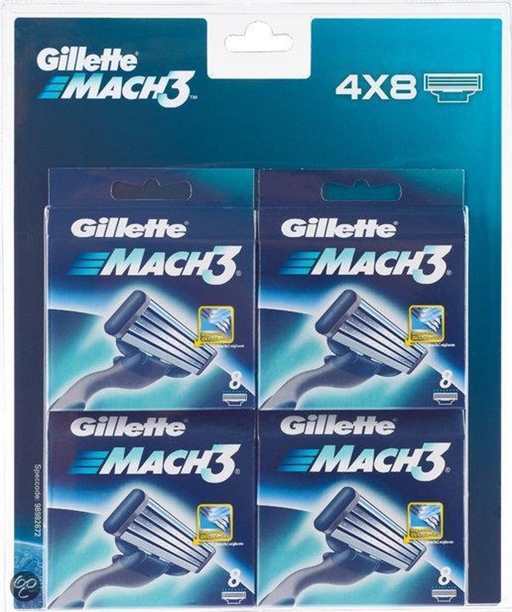 Gillette Mach 3 Blister Voordeelverpakking - 4 x 8 stuks - Scheermesjes ...