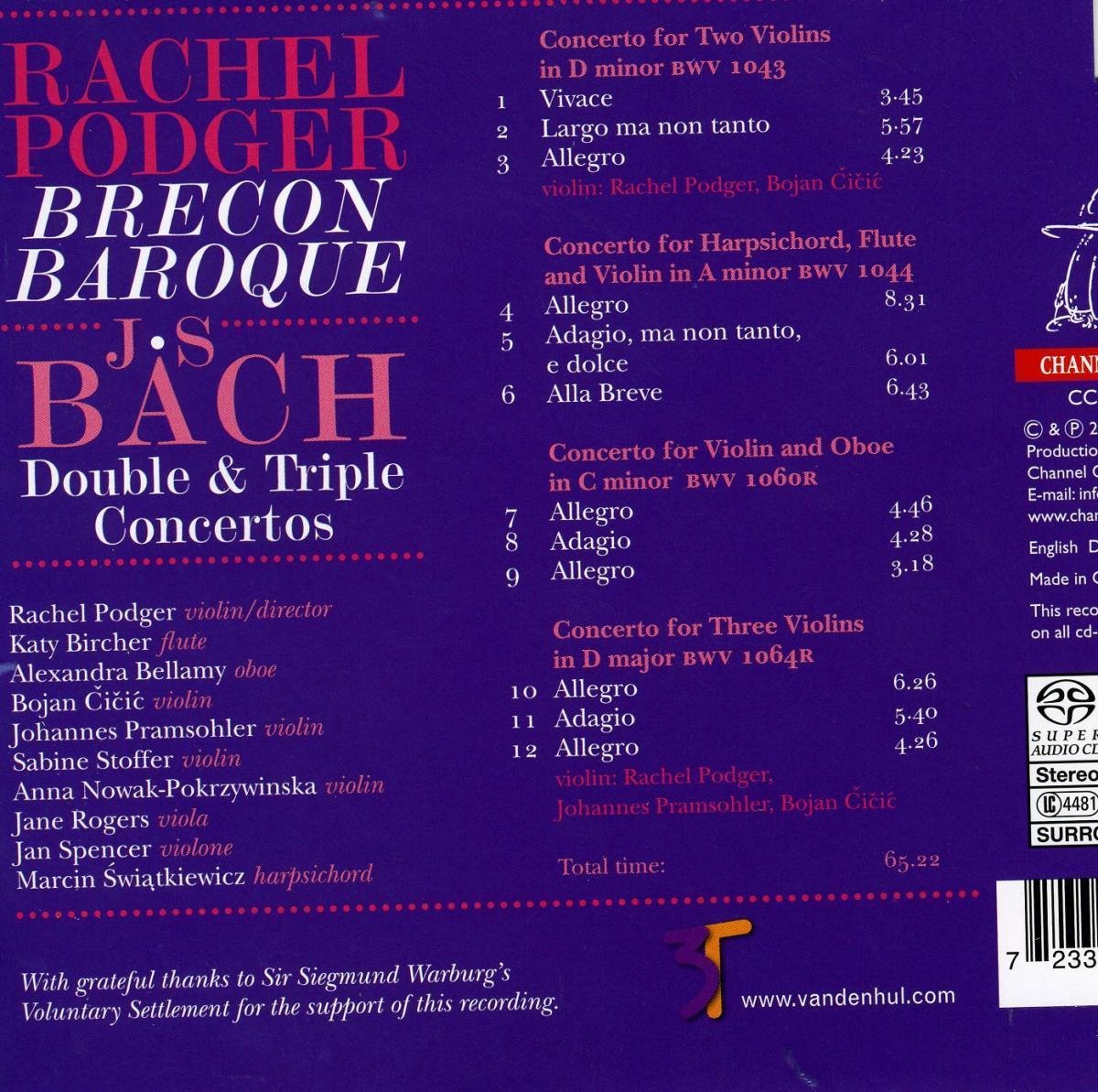 Rachel Podger, Brecon Baroque - Bach: Double & Triple Concertos (Super ...