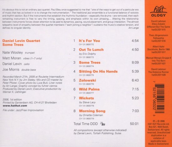 Daniel Levin Quartet - Some Trees (CD), Daniel Levin | Muziek | bol
