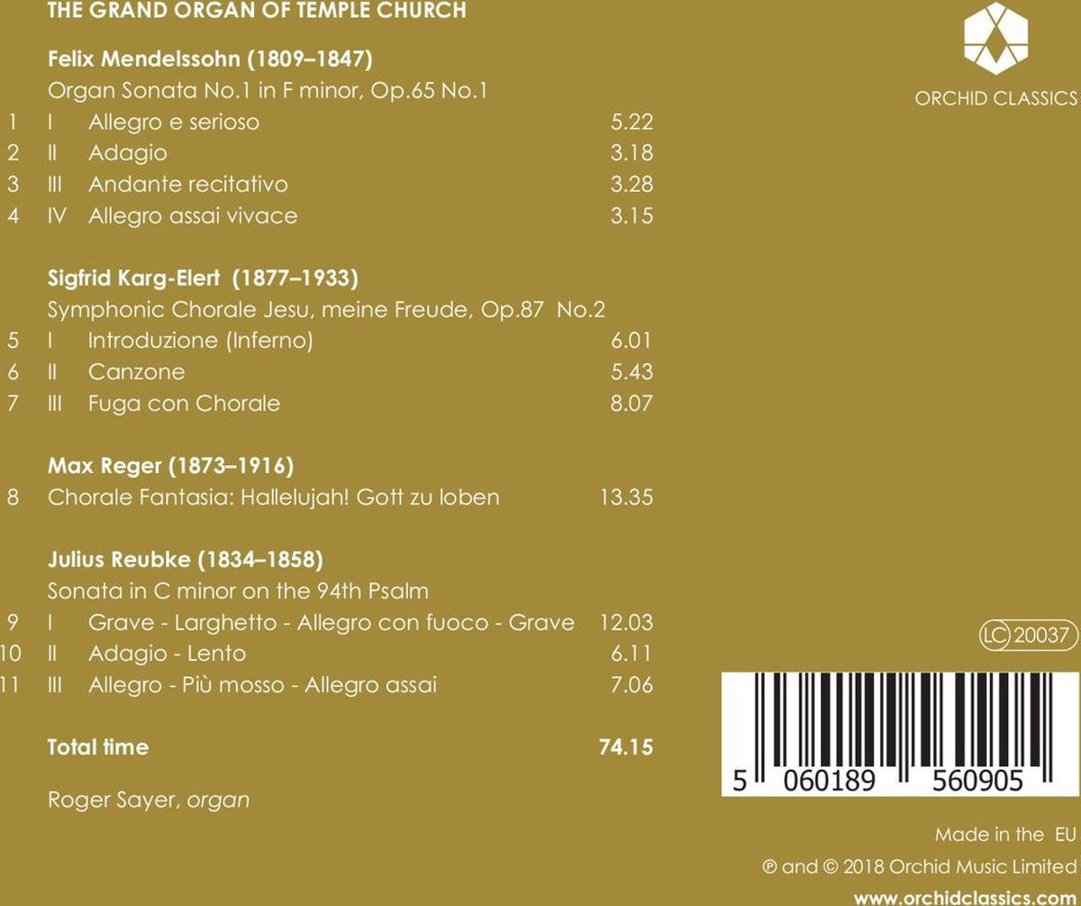 Roger Sayer - The Grand Organ Of Temple Church (CD), Roger Sayer ...