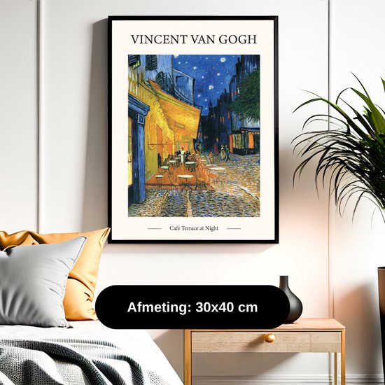 Poster Cafe Terrace At Night - 30x40 cm - Geschilderd door Vincent van Gogh -... | bol