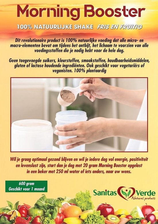 Morning Booster - 100% Natuurlijke Shake (Fris en Fruitig) 600 gram ...